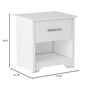 South Shore Furniture South Shore Fusion Nightstand, Pure White with Grooved Metal Handles