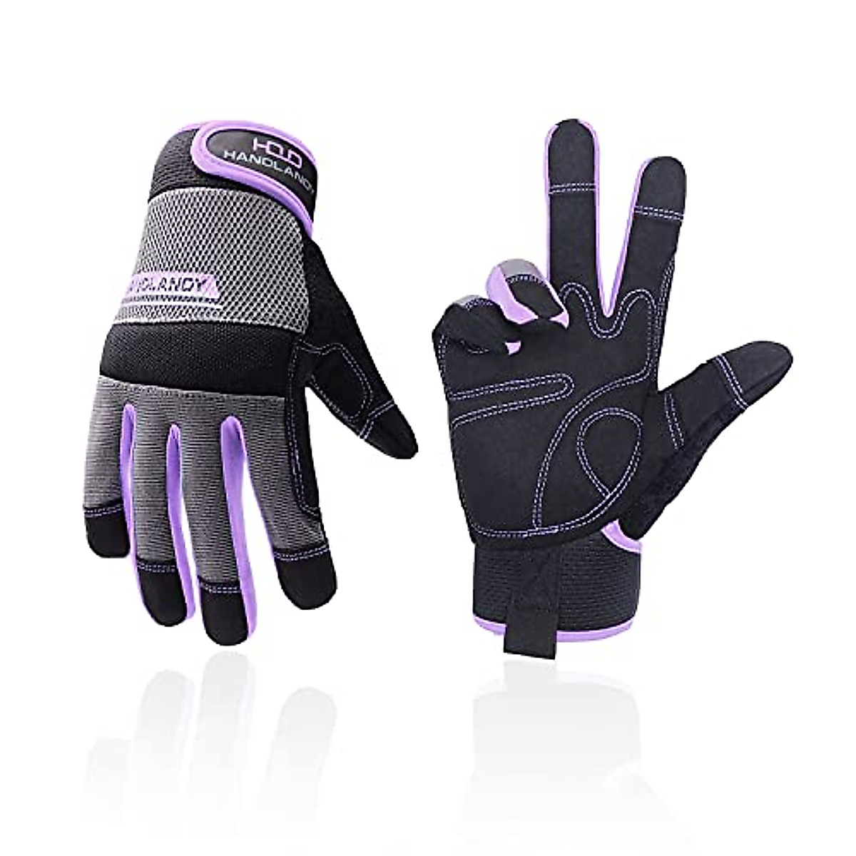 FACELANDY Utility Safety Work Gloves Women, UltraLight Mechanic Driver Gardening Gloves with Touchscreen (S, Violet)