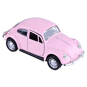 Berry President 1967 Classic Beetle Bug Vintage 1/32 Scale Diecast Metal Pull Back Car Model Toy for Gift/Kids (Pink)