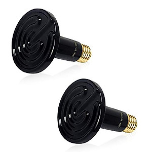 HANJION 100W Ceramic Heat Emitter, Infrared Ceramic Heater Bulbs Reptiles Heat Lamp Bulb for Pet Brooder Coop Chicken Lizard Turtle Snake Aquarium, No Light Emitting No Harm, Black-2 Pack