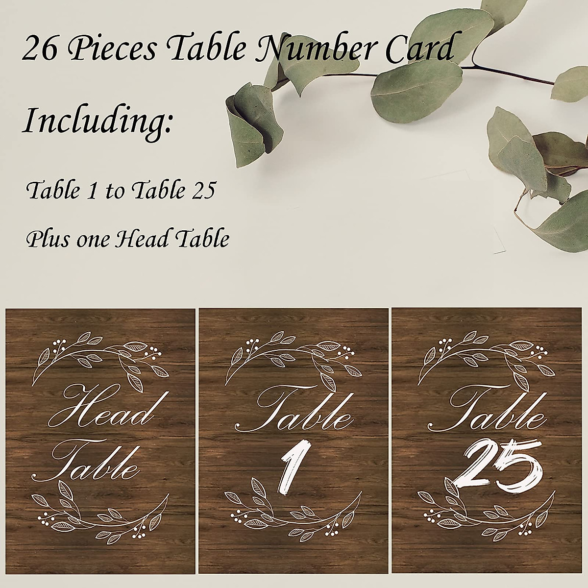 Wedding Table Numbers Rustic Table Numbers Table Number Cards 5" x 7" Double Sided 1-25 with Head Table Cards Table Signs for Wedding, Reception, Centerpiece, Party