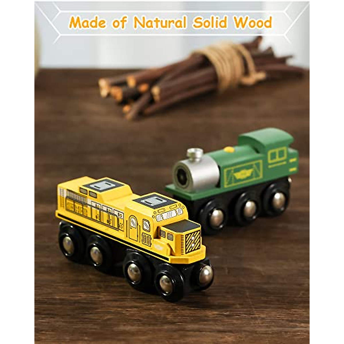 SainSmart Jr. Wooden Train Set Accessories, Magnetic Toy Car Set (10 PCS), Compatible with All Major Brands, Gift for Toddlers, Boys, and Girls Aged 3+