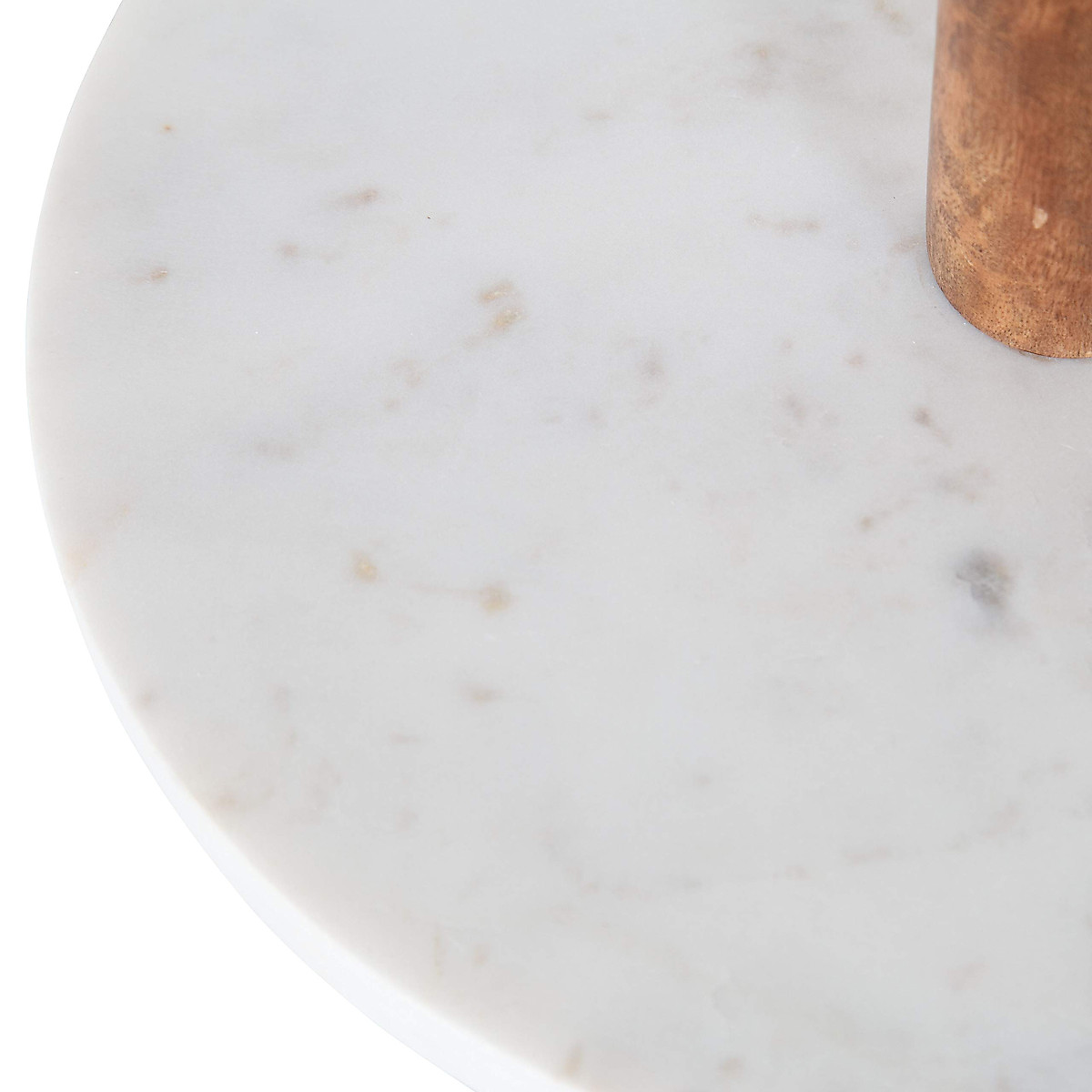 Kate and Laurel Praxis Modern 2-Tier Tray, 12 x 12 x 15, Natural Wood and White Marble, Decorative Farmhouse Serving Tray for Display