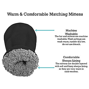 N'Ice Caps Toddler Baby Winter Hat Mitten Set - Kids Boys Girls Gloves Fleece Sherpa Lined (Black Infant, 12-18 Months)