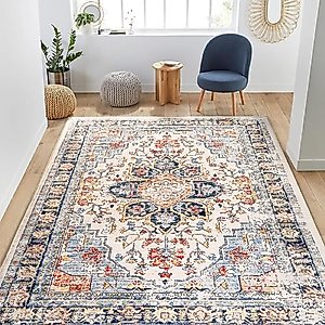 Area Rug 5x7 Rugs for Living Room 5x7 Persian Rugs Washable Rugs 5x7 Vintage Rug for Bedroom Distressed Non Slip