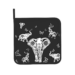 Elephant Oven Mitts and Pot Holders Sets Heat Resistant Holiday Decor Oven Gloves with Non-Slip Surface for Reusable for Baking BBQ Cooking