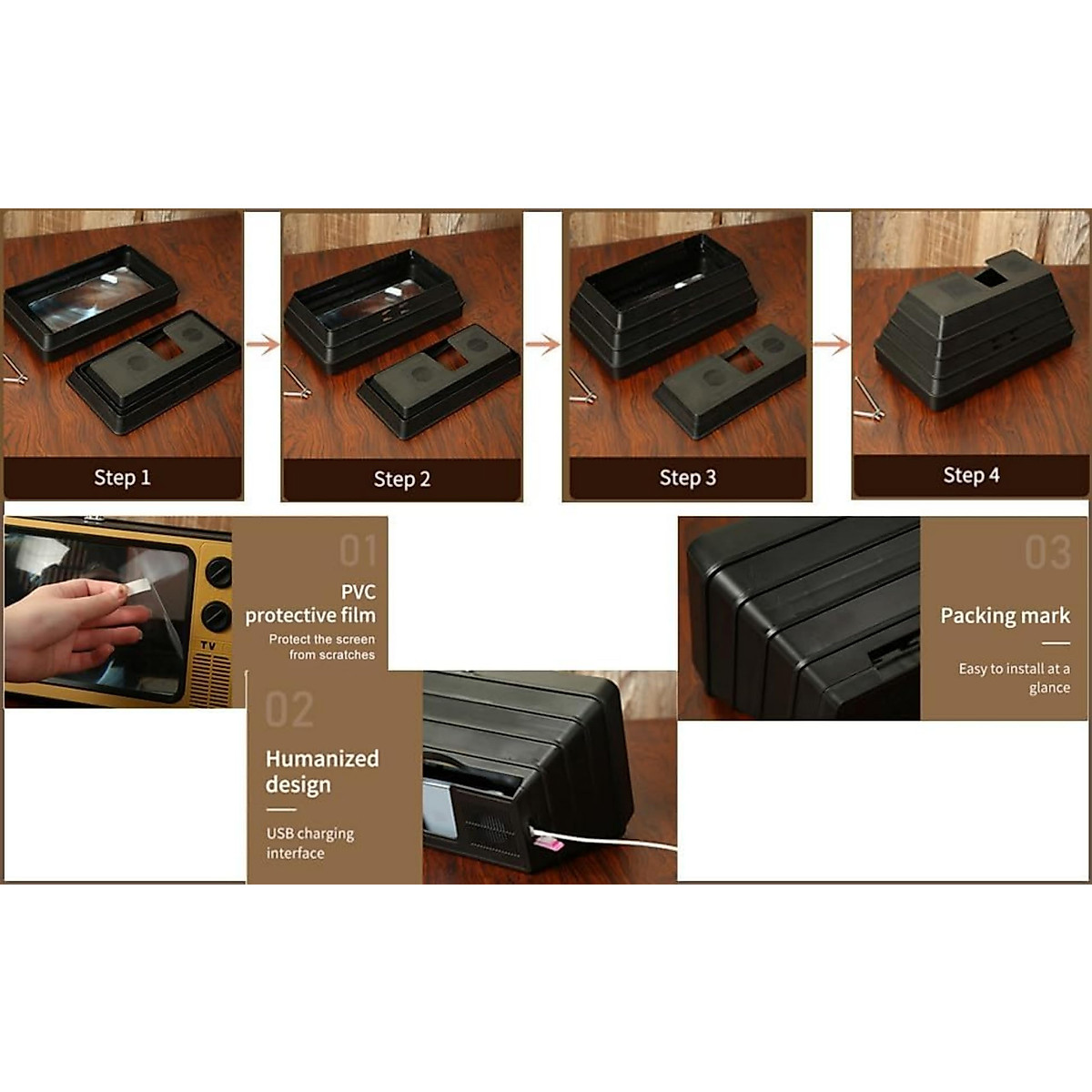 Cell Phone Screen Magnifier for All Smartphones, Screen Magnifier for Cell Phone HD 3D 12 inch Screen Magnifier for Smartphone Foldable for Comfortable Viewing Movies Videos