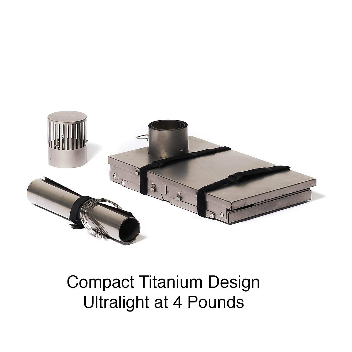 Winnerwell Fastfold Titanium Tent Stove | Ultralight 4 Pound Titanium Wood Burning Stove for Tents and Shelters | Includes Chimney Pipe | Functions as Ultralight Firepan