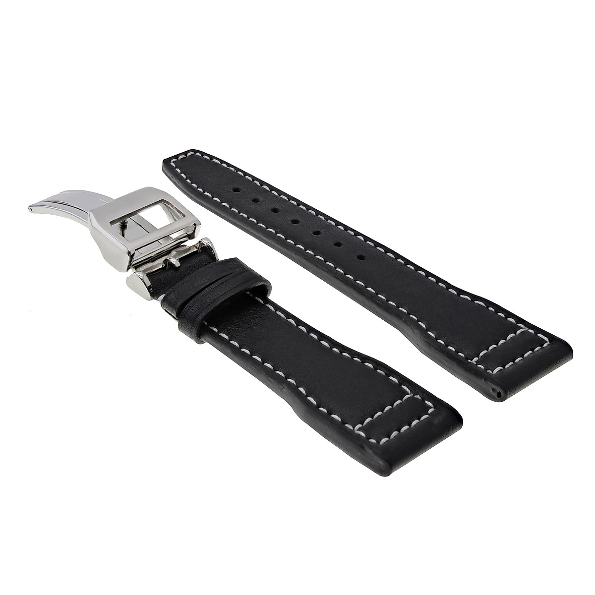 Ewatchparts 23MM LEATHER WATCH STRAP BAND COMPATIBLE WITH IWC PORTUGUESE PILOT AQUATIMER CLASP BLACK WS