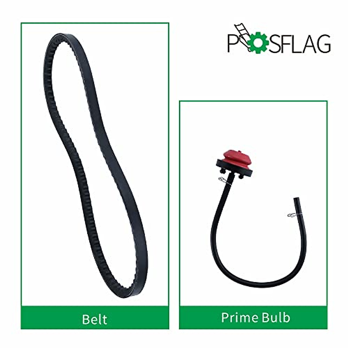 POSFLAG 2 Pack 754-04014 Auger Drive Belt with 570682A Primer Bulb Replaces MTD Troy-Bilt Cub Cadet 954-04014, 754-04014 for MTD Two-Stage Snow throwers
