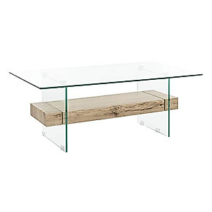Safavieh Home Kayley Natural and Glass Coffee Table