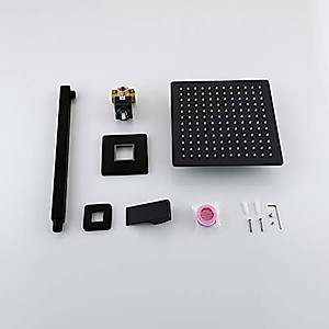 YESIMI Shower System Matte Black Shower Faucet Set All Metal Luxury Wall Mounted 10 Inch Rain Shower Head Faucet Set with Valve (Matte Black 10 Inch)