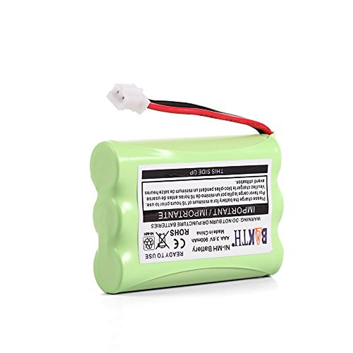 BAKTH 900mAh 3.6V Ni-MH Square-Hole Plug Battery for Motorola MBP33 MBP33S MBP33PU MBP35 MBP36 MBP36S MBP36PU MBP41 MBP43 Baby Monitor (Don't fit MBP33S MBP36 MBP36S with Round Hole Plug)