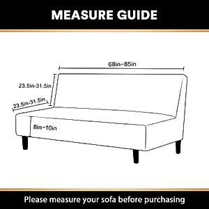 PrinceDeco Stretch Armless Futon Cover Futon Slipcover Full Queen Size Futon Couch Cover Futon Sofa Cover Futon Bed Cover Furniture Protector with Elastic Bottom, Checked Pattern Jacquard, Black