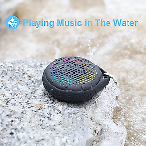 AVWOO Bluetooth Shower Speaker, IP67 Waterproof Speaker with RGB Light, Portable Bluetooth Speaker with Hi-Fi Sound and Built-in Mic, Support TF Card, Wireless Speaker for Home Outdoor Travel