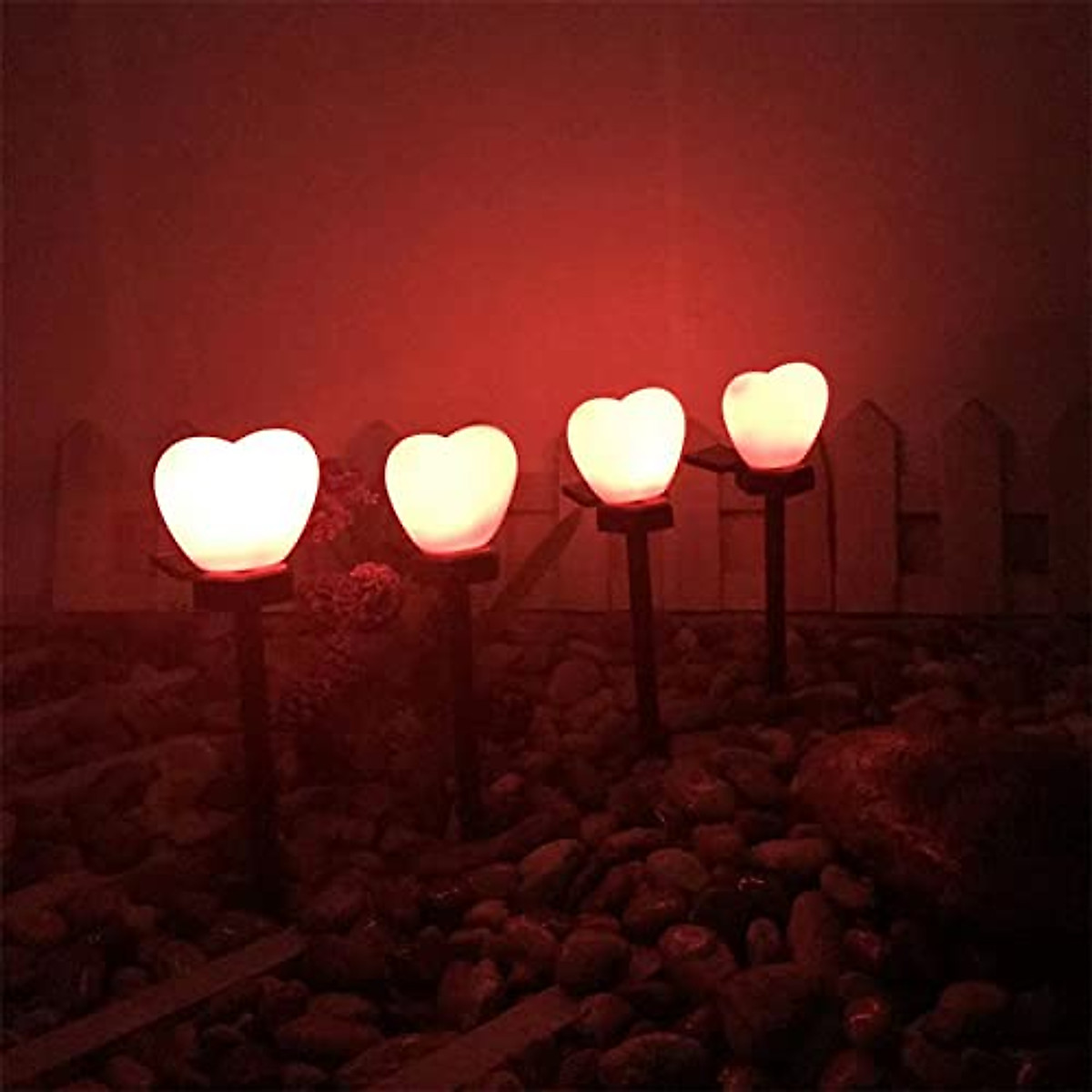 2 Pieces Solar Garden Stake Lights,Romantic Heart Shape Outdoor Garden Lights,Waterproof Landscape Lawn Lighting for Garden Lawn Path Yard Patio Driveway Pathway Walkway Balcony Decoration Red