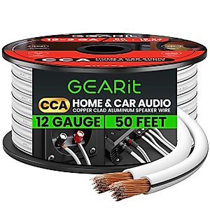 12AWG Speaker Wire, GearIT Pro Series 12 AWG Gauge Speaker Wire Cable (50 Feet / 15.24 Meters) Great Use for Home Theater Speakers and Car Speakers White
