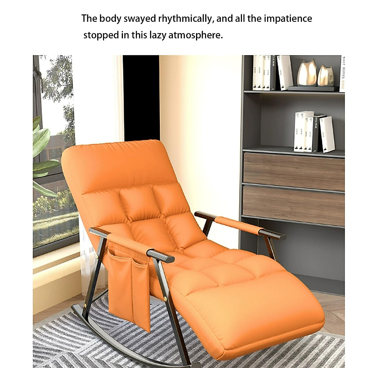 HASWEX Wide Rocking Chair Outdoor Patio Rocking Chair, Adjustable Padded Cushion Rocker Recliner Chair Outdoor for Front Porch,with High Back and Deep Seating