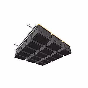 E-Z Garage Storage Alloy Steel Tote Slide PRO Overhead Garage Storage Rack - Organize Up to 15 Storage Tote Container Bins on The Ceiling, 88" x 80" x 3.5", White