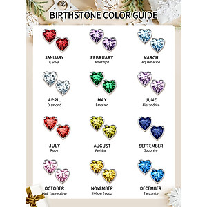 Women Earrings Hypoallergenic 925 Sterling Silver Love Heart Earrings Studs Red Cubic Zirconia Ruby Gemstone July Birthstone Stud Earrings for Sensitive Ears