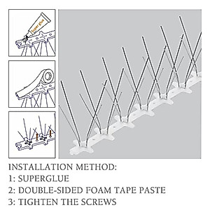 Bird Spikes, Stainless Steel Bird Spikes Bird Deterrent Spikes Stainless Steel Anti Bird Spikes for Fence Roof Window Bird Spikes for Pigeons and Other Small Birds Bird Spikes for Small Birds