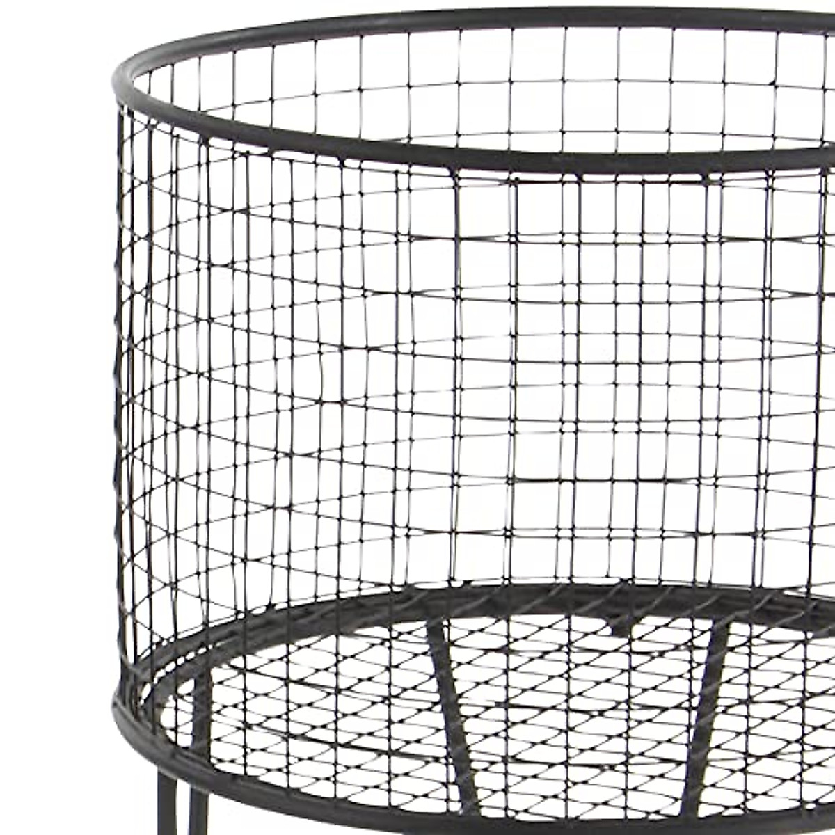 CosmoLiving by Cosmopolitan Metal Deep Set Metal Mesh Laundry Basket Storage Cart with Wheels, 17" x 17" x 25", Black
