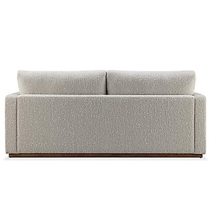 CHERS 76.8" Upholstered Bench Seat Sofa, Wood Base Lounge Sofa with Track Arms, Cushion Back Fabric Loveseat, 2-Seater Boucle Couches for Small Living Room, Bedroom, Office, Off-White