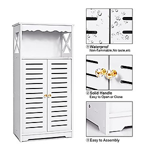 NOKAMW Bathroom Storage Cabinets,White Floor Cabinet,Home Waterproof Storage Furniture for Bedroom Kitchen Hallway,Cupboard Unit with Daily use Layer,75x24x34cm.