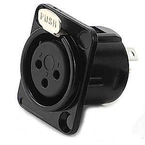 GDQLCNXB XLR Female Jack 3 Pin Panel Mount Jacks, XLR Female Socket Microphone Connector 5Pcs,Black Metal Housing