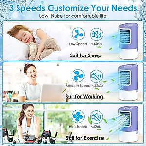 Personal Air Cooler, Portable Air Conditioner Fan, Small Space Evaporative Air Cooler with Timing, 3 Speeds Quiet Humidifier Misting Fan, Desktop Cooling Fan for Room, Home, Office, Dorm