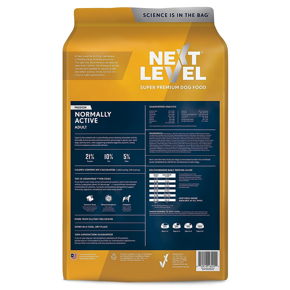Next Level Super Premium Dog Food – Normally Active – Dry Kibble for Adult Dogs of All Breeds – 21% Protein, Beef, Pork, Fish, Chicken, Gluten Free Grains