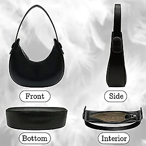 Saddle Bag Black Shoulder Bag For Women,Mini Purse Crescent Bag Black Retro Classic Purse For Girl，Clutch Shoulder Tote Handbag With Zipper