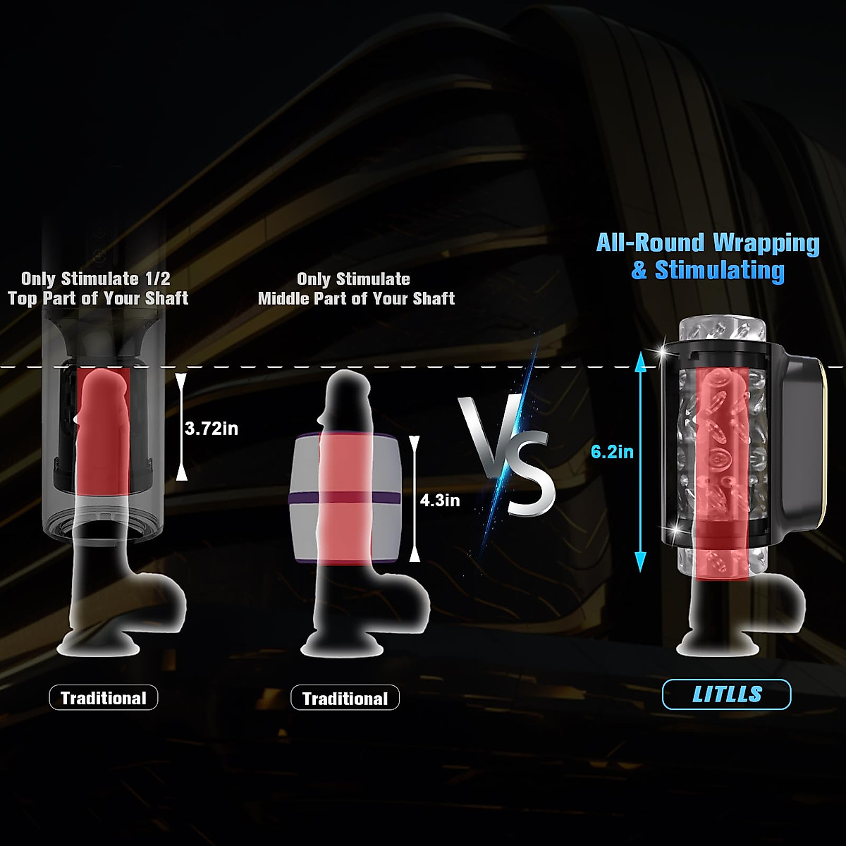 6.2'' Full-length Automatic Thrusting Rotating Male Masturbator, Adult Sex Toys, Blowjob Sex Machine Stroker Penis Vibrator, Hands Free Masturbators Pocket Pussy for Men Pleasure