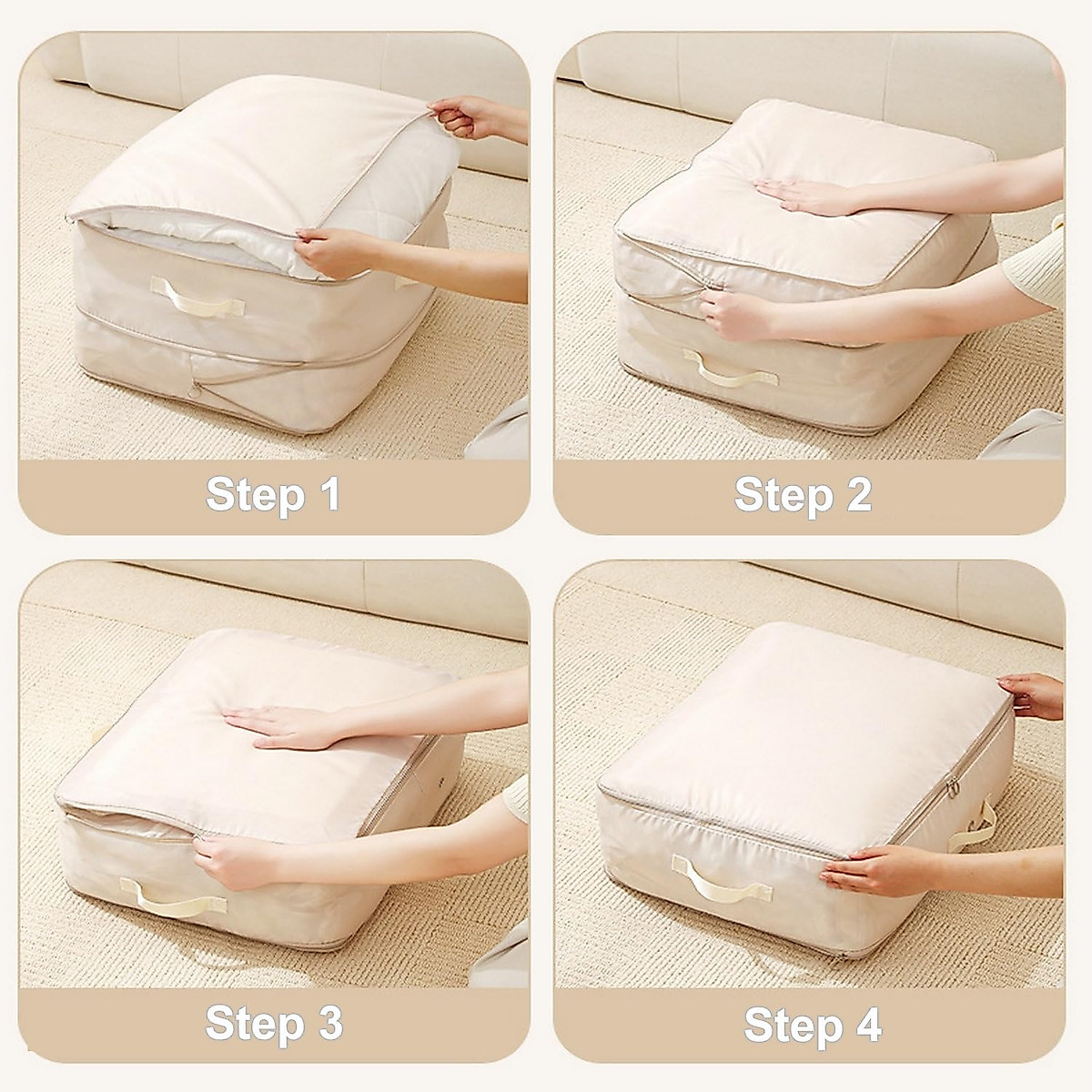 Ultra Space Saving Self Compression Organizer, 2024 New Large Capacity Storage Bag Thicker Version, Heavy Duty Moving Organizer Bags for Comforters Blankets Bedding Duvet (Gray, X-Large(54x42x60cm))