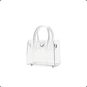 LAM GALLERY Mini Clear Purse,PVC Plastic Mini Clear Bag,Trendy Small Top Handle Clutch Handbag Crossbody Bag