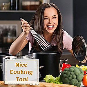 Slotted Spatula Flexible Stainless Steel Spatula with Silicone Top Soft Edge Slotted Spatula Turner with Golden Handle (2, Black)