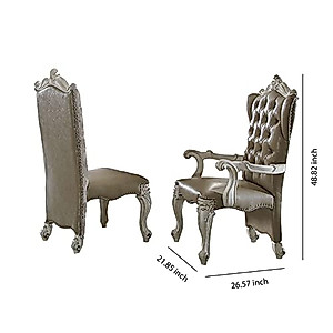 ACME Versailles Side Chair (Set-2) - 61132 - Vintage Gray PU/Fabric & Bone White