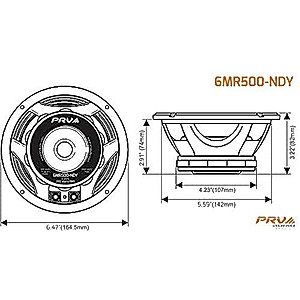 PRV AUDIO 6.5 Inch Midrange Speaker 6MR500-NDY 500 Watts 8 Ohm Neodymium Magnet, High Output loudspeaker for PRO Audio & Car Audio (Single)