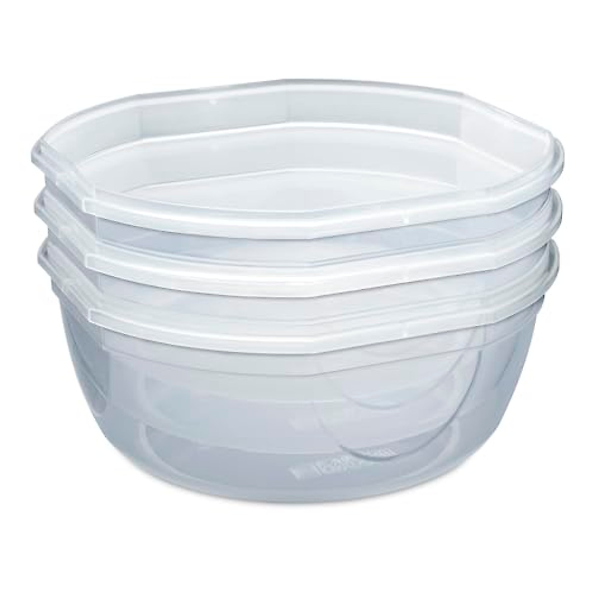Sterilite Ultra-Seal 4.7 Qt Bowl, Large Airtight Food Storage Container, Latching Lid, Microwave and Dishwasher Safe, Clear With Red Gasket, 4-Pack