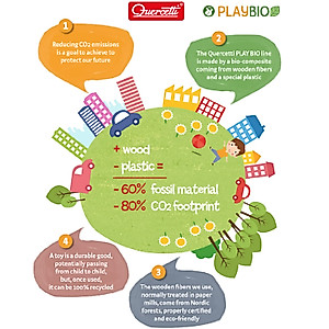 Quercetti Chunky Peggy PlayBio Stacking Toy - Classic Play for Motor Skill Development, Made with Recyclable Bioplastic, for Toddlers and Little Kids Ages 1-3 Years