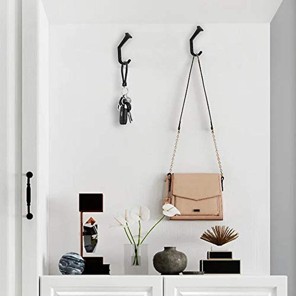 5 Pcs Cast Iron Coat Hooks for Wall Heavy Duty Rusty Nail Hooks for Hanging Coats Double Hooks Wall Mounted with 10 Screws for Keys, Towel, Bags, Scarf, Cup, Hat