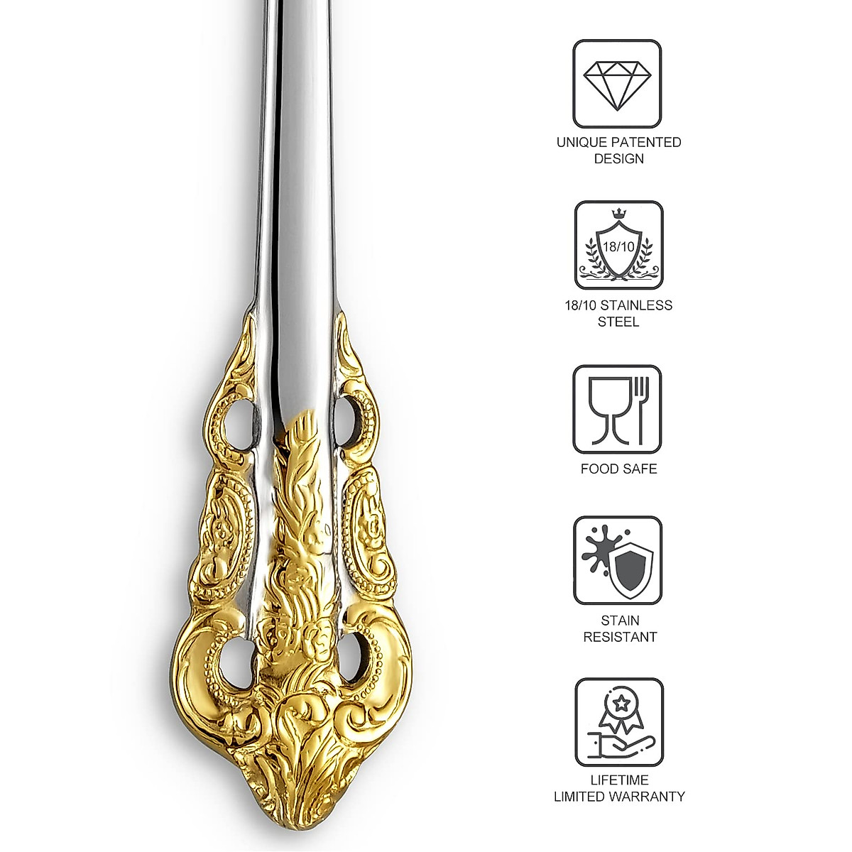 KEAWELL 6" Tea Spoons Set of 4, Coffee Espresso Demitasse Vintage Tea Spoon, 18/10 Stainless Steel, Gold Accent