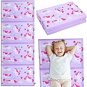 Shellwei Toddler Nap Mat 52 x 20 x 1'' Sleeping Folding Rest Mat Kids Mat for Boys Girls Baby Daycare Preschool Classroom Home Travel (Unicorn)