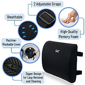 Mr. Pen- Lumbar Support Pillow, Memory Foam Lumbar Pillow, Car Lumbar Support, Office Chair Back Cushion, Chair Pillow, Desk Chair Back Support