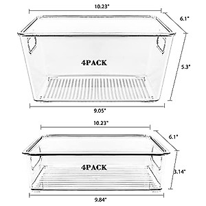 Refrigerator Organizer Bins with Lid, 8 Pack Plastic Freezer Organizer Bins for Freezer, Kitchen, Cabinets - Clear Pantry Organization and Storage Bins Fridge Organizers by GOLIYEAN (8 Pack)