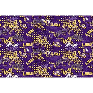 Louisiana State University Cotton Fabric by Sykel-Licensed LSU Tigers Splatter Cotton Fabric