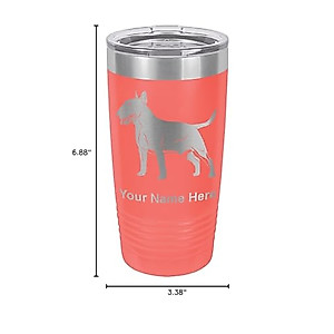 LaserGram 20oz Vacuum Insulated Tumbler Mug, Bull Terrier Dog, Personalized Engraving Included (Coral)