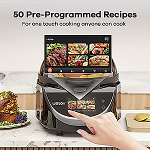 WELOV Air Fryer 8 Quart 50 Pre-Programmed Recipes for Quick Easy Family Meals, Visible Cooking Window, Easy to Clean Non-Stick, Dishwasher Safe, DIY Custom Temp & Time, Black