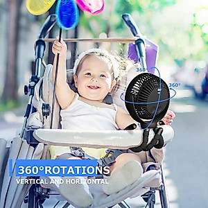 Stroller Fan - 65Hrs 12600mAh Rechargeable Fan, Timing Car Seat Fan, Portable Clip On Fan, Car Fan for Baby, Battery Operated Fan for Baby Stroller, Peloton, treadmill, Golf Cart, Beach, Bed, Dog