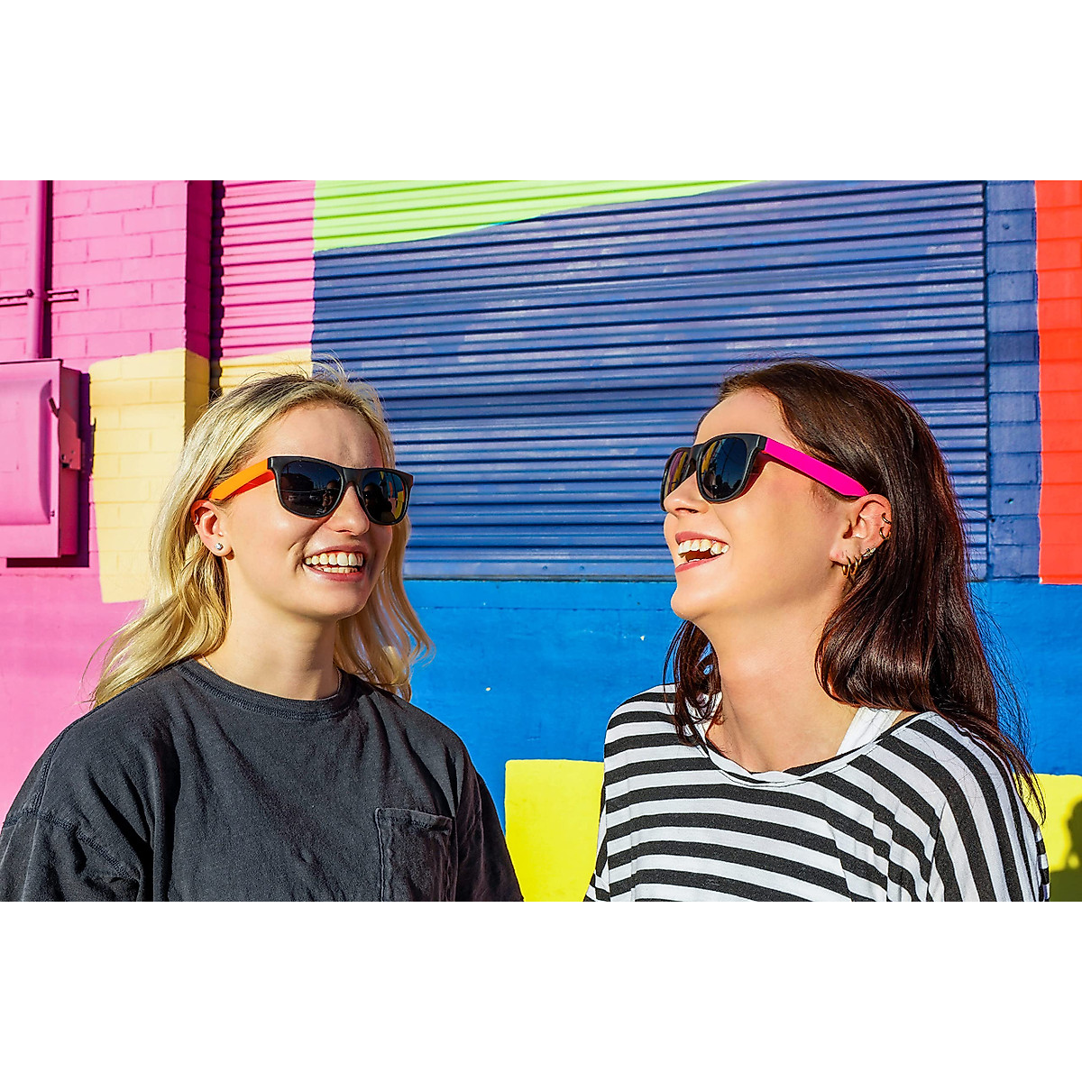 Edge I-Wear 12 Bulk 80s Neon Party Sunglasses for Adult Party Favors with CPSIA certified-Lead(Pb) Content Free (2 Bu/2 Yl/2 Pk/2 Or/2 Gn/2 Pp, 54)